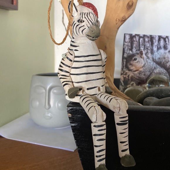 Accents | Adorable Articulating Legs Christmas Zebra Ornament Wood ...